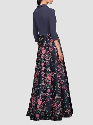 KAY UNGER Marceline Floral-jacquard Shirtwaist Gown