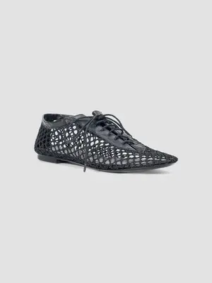 Staud Kit Open-knit Cotton Low-top Sneakers - Black