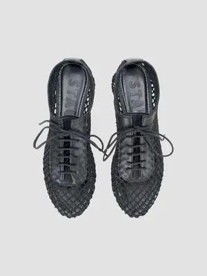 Staud Kit Open-knit Cotton Low-top Sneakers - Black