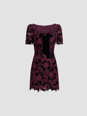 Dress The Population Clarke Bow-front Velvet Lace Mini Dress