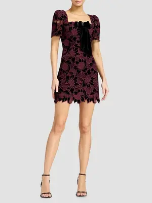 Dress The Population Clarke Bow-front Velvet Lace Mini Dress