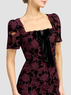 Dress The Population Clarke Bow-front Velvet Lace Mini Dress