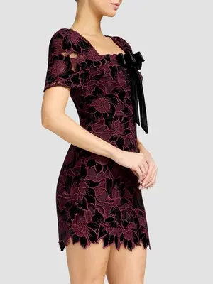 Dress The Population Clarke Bow-front Velvet Lace Mini Dress