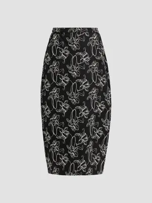 KIKA VARGAS Toshiko Floral-embroidered Cotton Midi-skirt