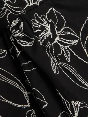KIKA VARGAS Toshiko Floral-embroidered Cotton Midi-skirt