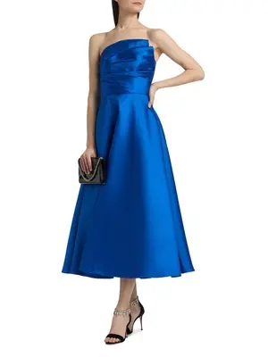 Theia Salem Strapless Cocktail Tea-length Dress