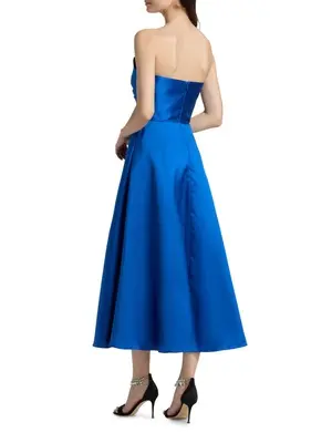 Theia Salem Strapless Cocktail Tea-length Dress
