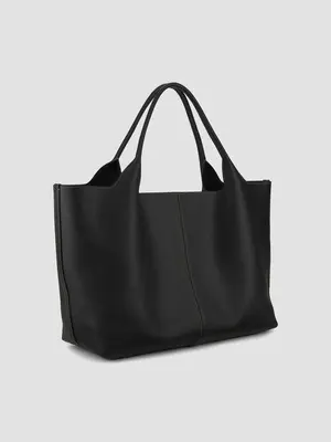 TOD'S Medium Leather Shopping Bag - Nero