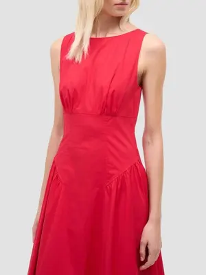 Staud Gwen Cotton Sleeveless A-line Midi-dress
