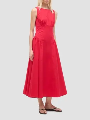 Staud Gwen Cotton Sleeveless A-line Midi-dress