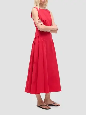 Staud Gwen Cotton Sleeveless A-line Midi-dress