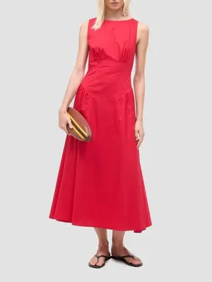Staud Gwen Cotton Sleeveless A-line Midi-dress