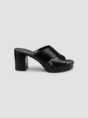 STUART WEITZMAN Dayna 80mm Leather Platform Slide Sandals - Black