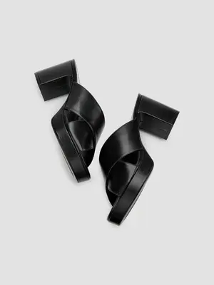 STUART WEITZMAN Dayna 80mm Leather Platform Slide Sandals - Black
