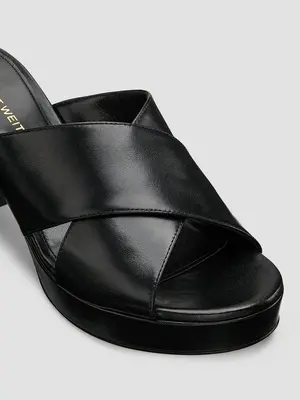 STUART WEITZMAN Dayna 80mm Leather Platform Slide Sandals - Black