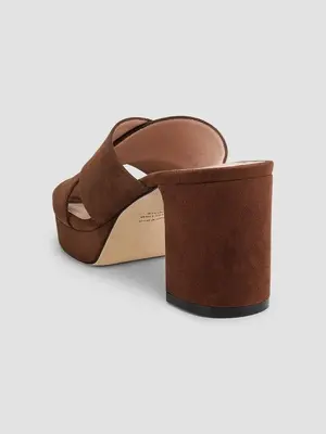 STUART WEITZMAN Dayna 80mm Suede Platform Mules - Cigar
