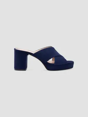 STUART WEITZMAN Dayna 80mm Suede Platform Mules - Nice Blue