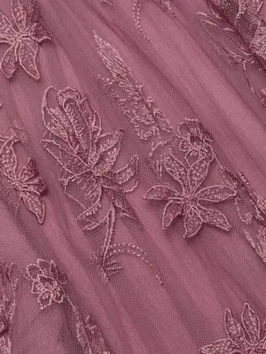 Theia Lux Floral-embroidered Gown