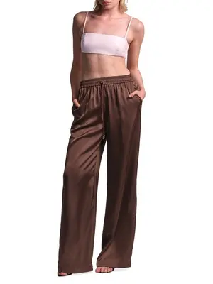 Bcbgmaxazria Amara Satin Drawstring Pants - Chocolate