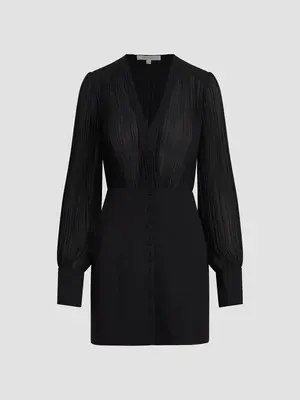 FAVORITE DAUGHTER The Change Me Pleated V-neck Minidress - Black