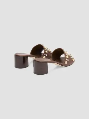 STUART WEITZMAN Perry 50mm Studded Leather Sandals - Cigar