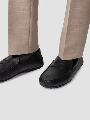 TOD'S City Gommino Leather Driving Loafers - Black