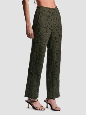 Bcbgmaxazria Safiya Lace Tailored Pants - Dark Olive