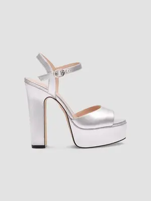 STUART WEITZMAN Reade 130mm Leather Platform Sandals - Silver