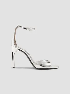 Schutz Scarlett 100mm Metallic Leather Stiletto Sandals - Prata