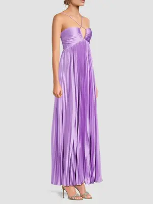 Likely Blair Satin Plissé Halter Gown