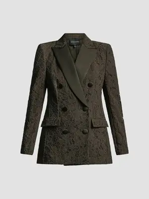 Bcbgmaxazria Kaia Lace Double-breasted Blazer - Dark Olive