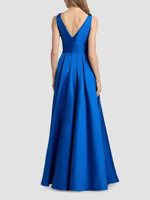Theia Velina Mikado V-neck Gown