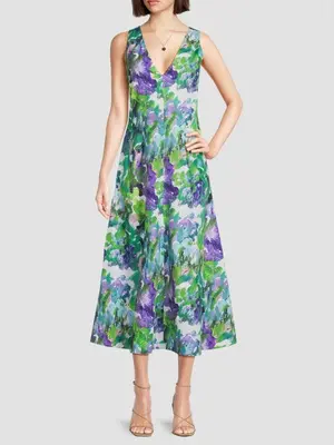 Natori Ayame Floral Watercolor-print Maxi Dress