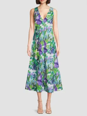 Natori Ayame Floral Watercolor-print Maxi Dress