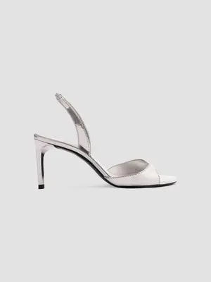 Schutz Scarlett 80mm Leather Slingback Sandals - Silver