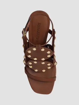 Bernardo New Moon 75mm Studded Heeled Sandals - Saddle