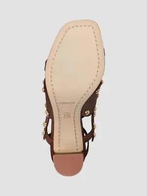 Bernardo New Moon 75mm Studded Heeled Sandals - Saddle