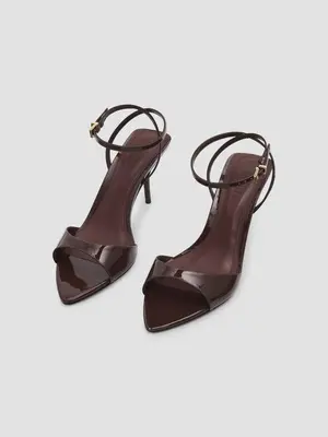 Schutz Elodie 75mm Patent Leather Sandals - Root Brown