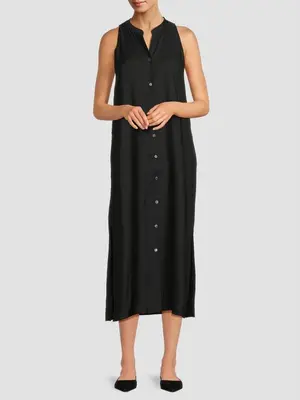 Natori Cotton-silk Twill Tunic Midi Dress