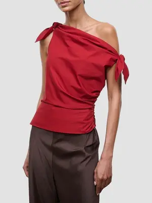 Staud Bellaria Cotton-blend Top - Rouge
