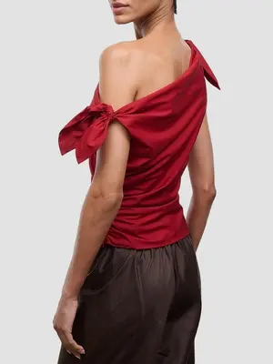 Staud Bellaria Cotton-blend Top - Rouge