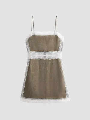 Staud Amalina Lace-trim Linen Minidress