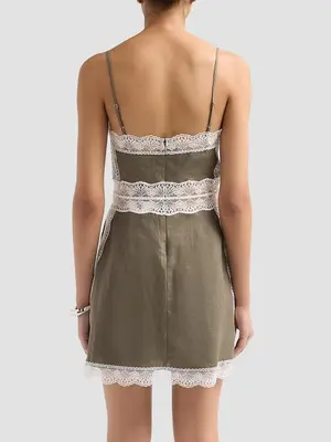 Staud Amalina Lace-trim Linen Minidress