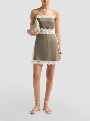 Staud Amalina Lace-trim Linen Minidress