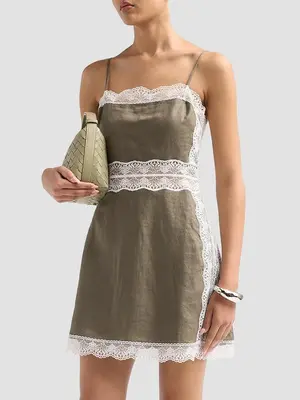 Staud Amalina Lace-trim Linen Minidress