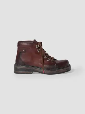 Miu Miu Leather Booties - Dark Brown