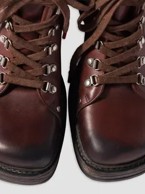 Miu Miu Leather Booties - Dark Brown