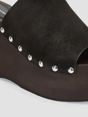STUART WEITZMAN Kate 100mm Studded Suede Clogs - Shadow