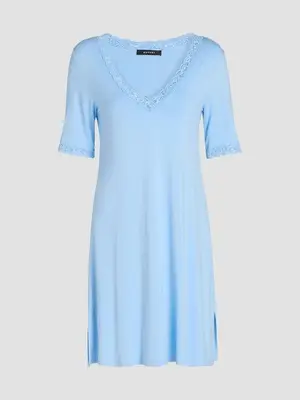Natori Feathers Essentials Lace-trim A-line Minidress - Blue