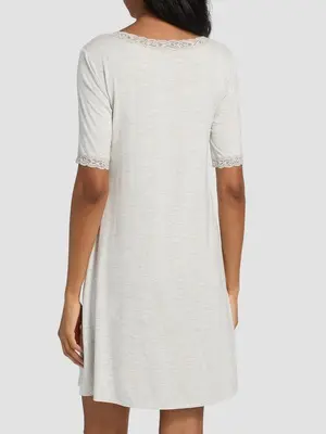 Natori Feathers Essentials Lace-trim A-line Minidress - Grey